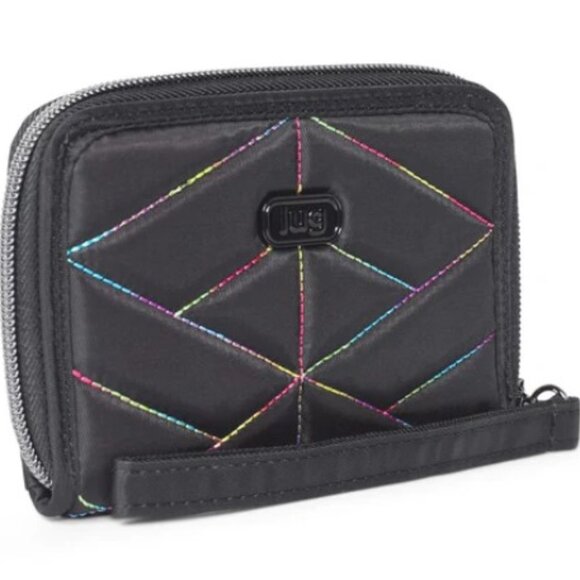 lug | Bags | Nwt Lug Rodeo 2 Compact Rfid Wallet Black Rainbow Stich ...